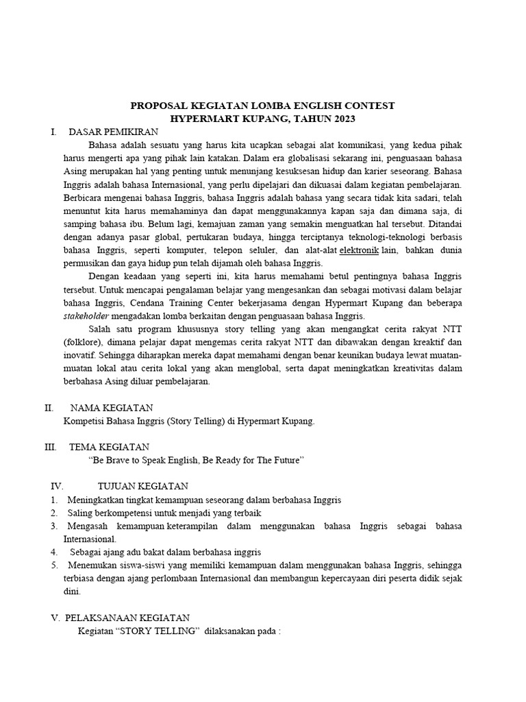 Proposal Kegiatan Lomba Story Telling Pdf