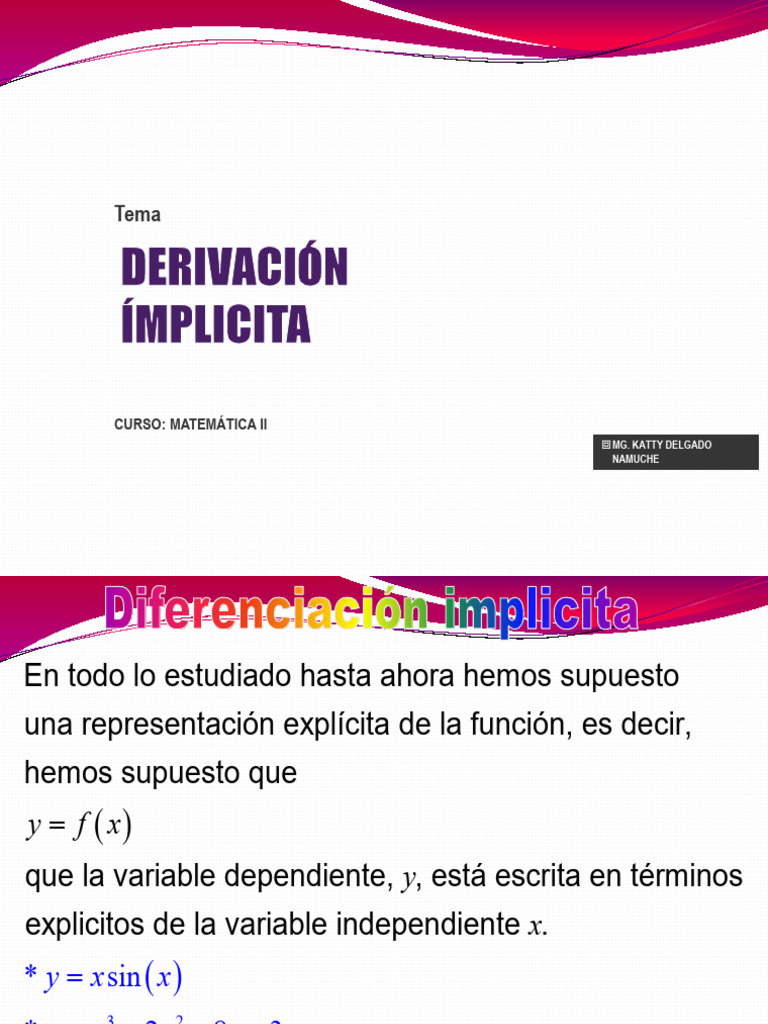 Sesion 3 Derivación Implícita | PDF | Variable (Matemáticas) | Cálculo