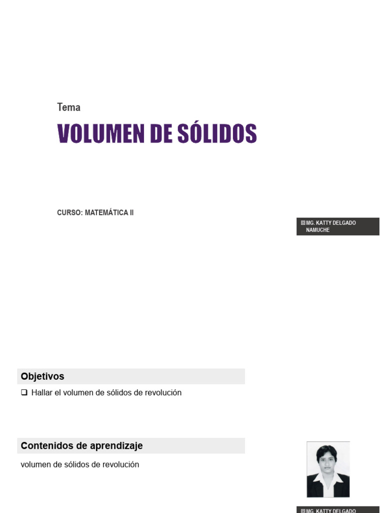 Sesion 12 VOLUMEN DE SOLIDOS | PDF | Integral | Matemáticas