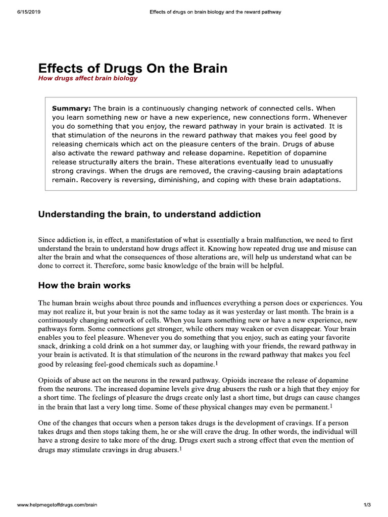 2 Effects of Drugs on Brain Biology and the Reward Pathway | PDF