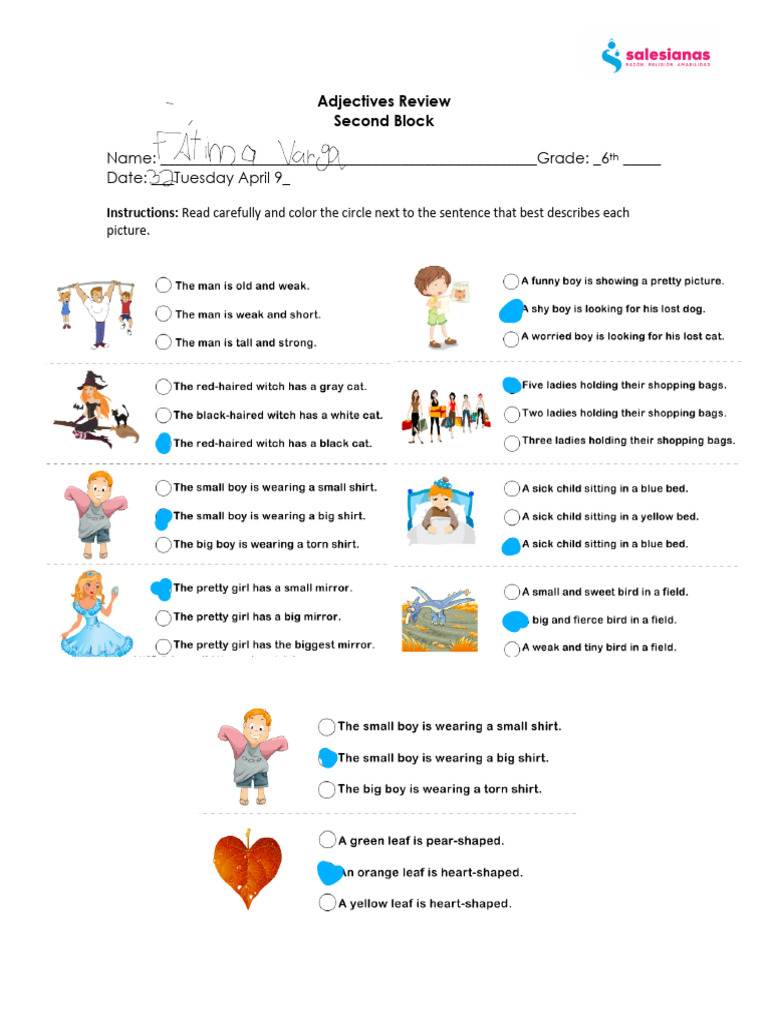 6th Grade Adjectives Activity | PDF | Home & Garden