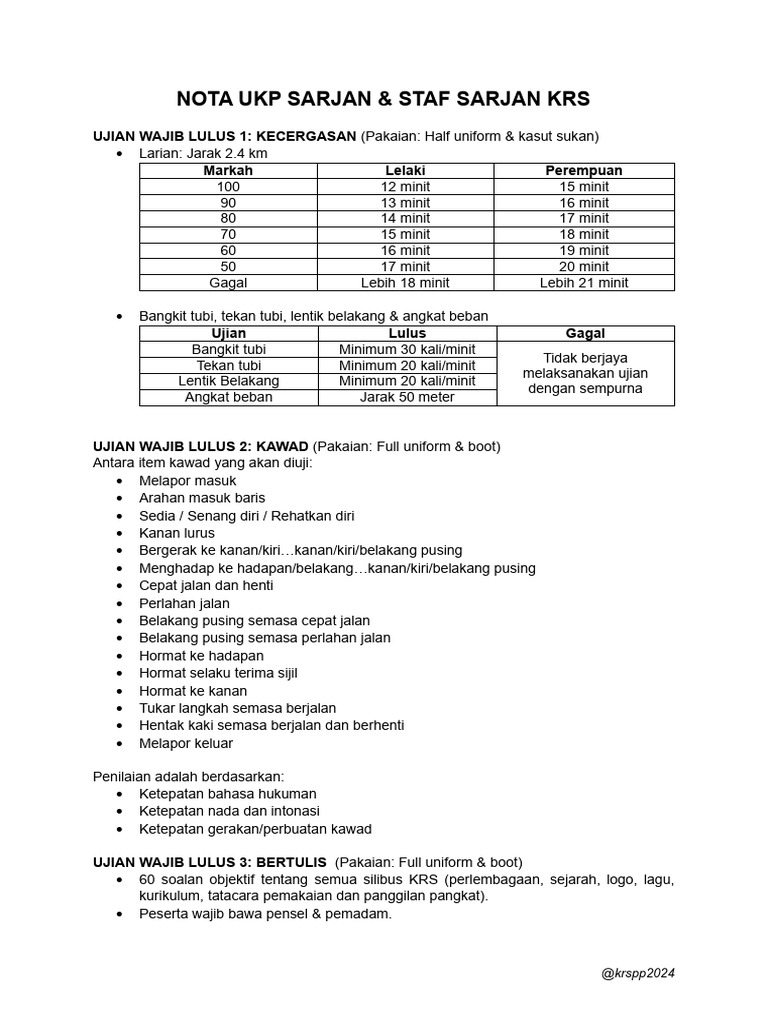 Nota Ukp Sarjan & Staf Sarjan 2024 | PDF