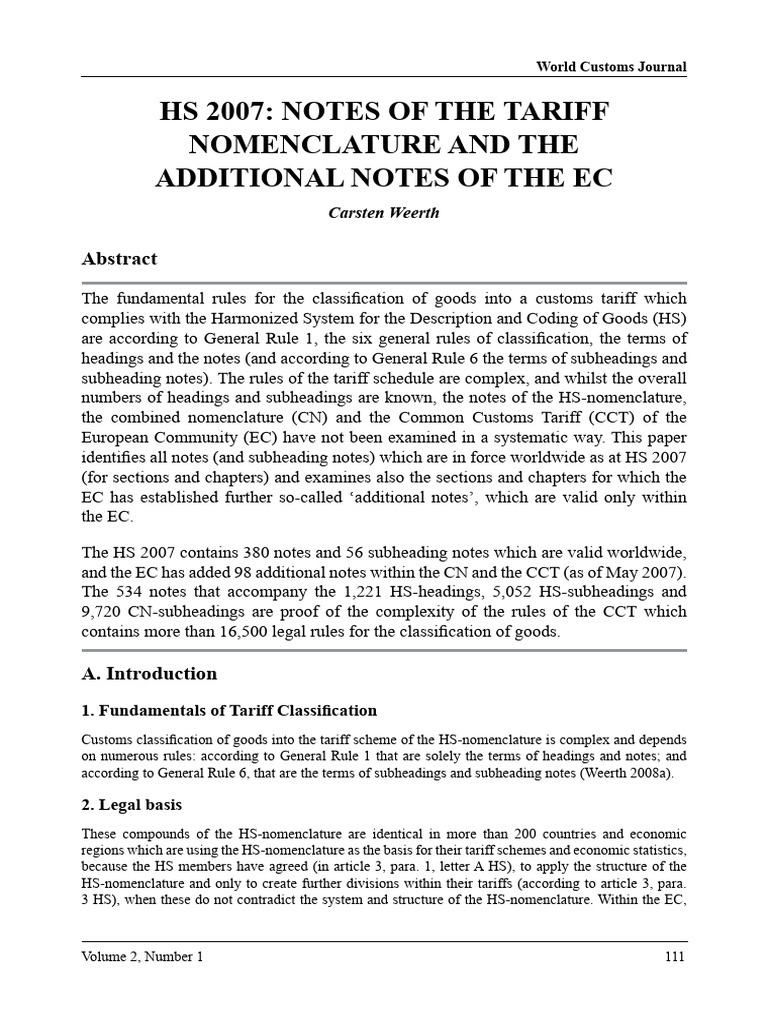 HS 2007 Tariff Nomenclature Overview | PDF | Economies | International ...