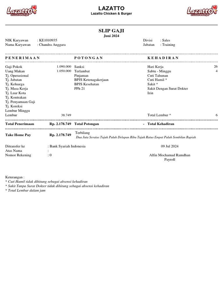 Payslip Ke1010935 202406 | PDF