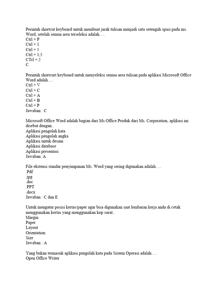Shortcut Keyboard Microsoft Office dan Fungsinya | PDF
