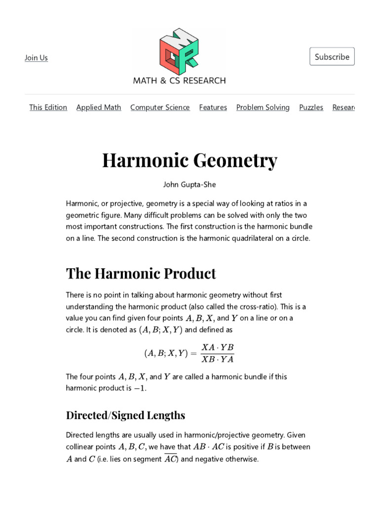 Harmonic Geometry - Math and CS Research | PDF