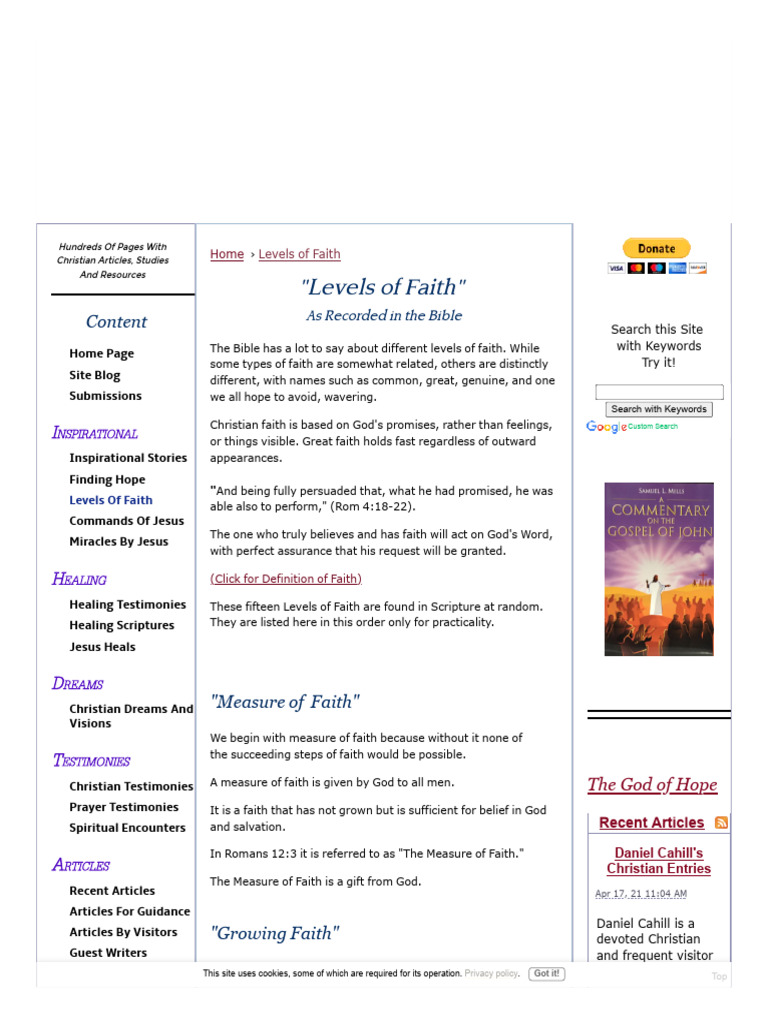 Levels of Faith in the Bible | PDF | Faith | Jesus