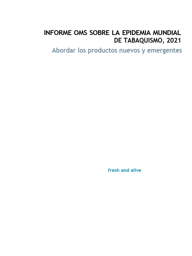 INFORME OMS SOBRE LA EPIDEMIA MUNDIAL | Descargar gratis PDF | Tabaco | De fumar
