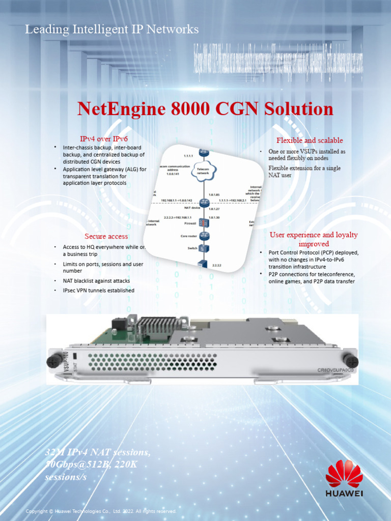 NetEngine 8000 CGN VSUP-100 Solution Brochure V0.1 | PDF | Computer Networking | Computer ...