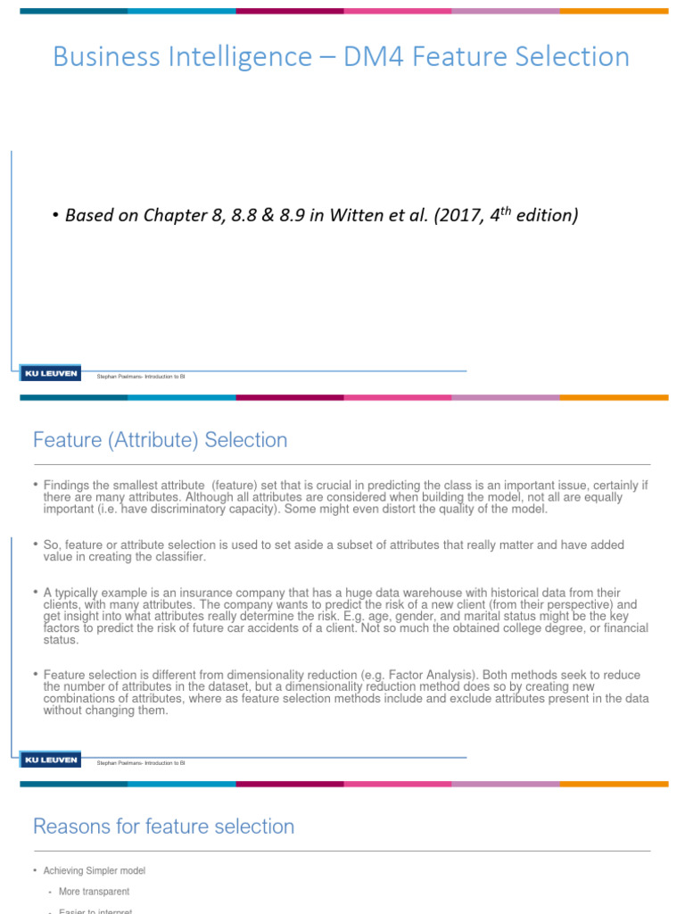 Business Intelligence DM4 Feature Selection | PDF | Mathematical Optimization | Statistical Theory