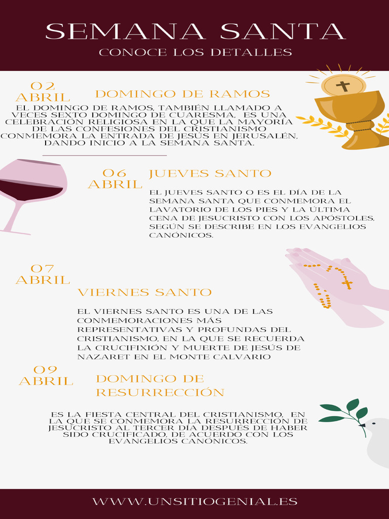 Infografía Semana Santa Ilustrada Granate y Beige | PDF Infografía Semana Santa Ilustrada Granate y Beige | PDF