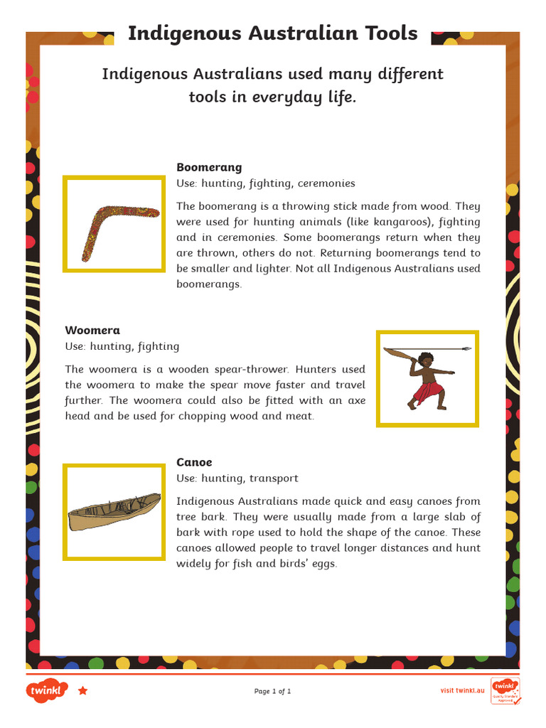 Au G 336 Indigenous Australian Tools Differentiated Fact File English ...