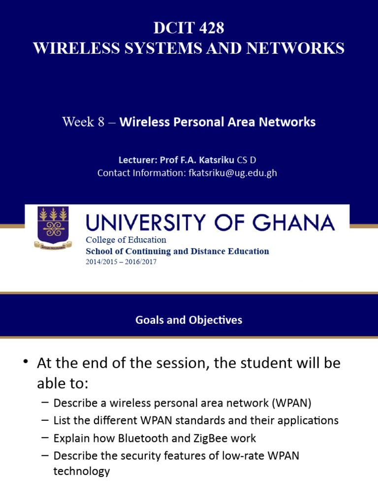 DCIT 428 - Week 8 | PDF | Bluetooth | Computer Network
