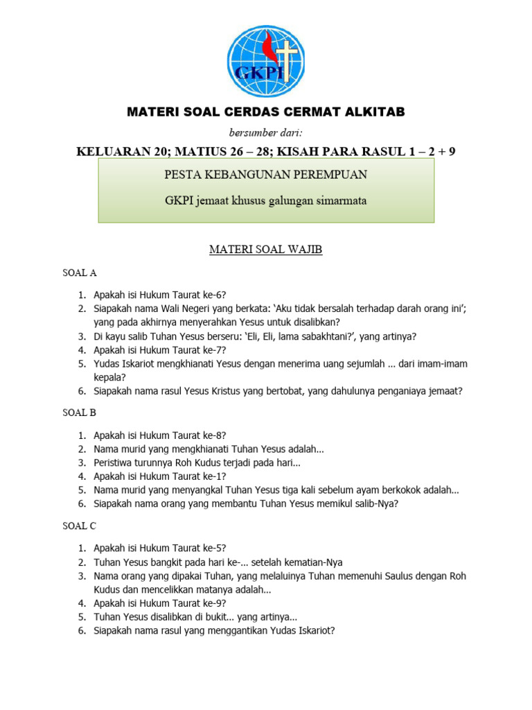 Materi Soal CCA 2023 | PDF | Ilmu Sosial | Sains & Matematika
