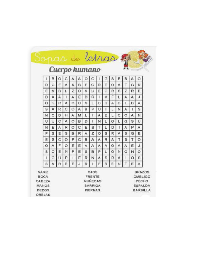Sopa de Letras Cuerpo Humano | PDF
