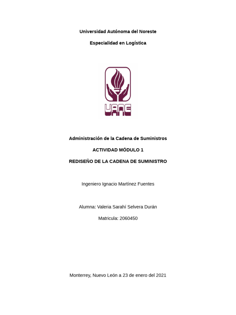 ACTIVIDAD M1 CASO REDISE O DE LA CADENA DE SUMINISTRO - Docx-1 | PDF | Cadena de suministro ...