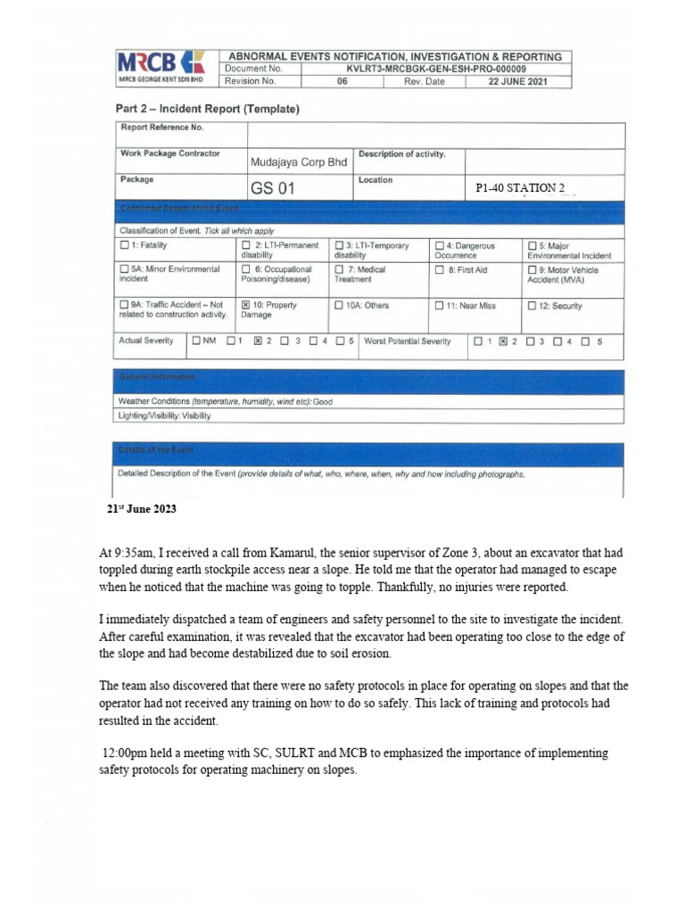 Incident Report P1-40 | PDF