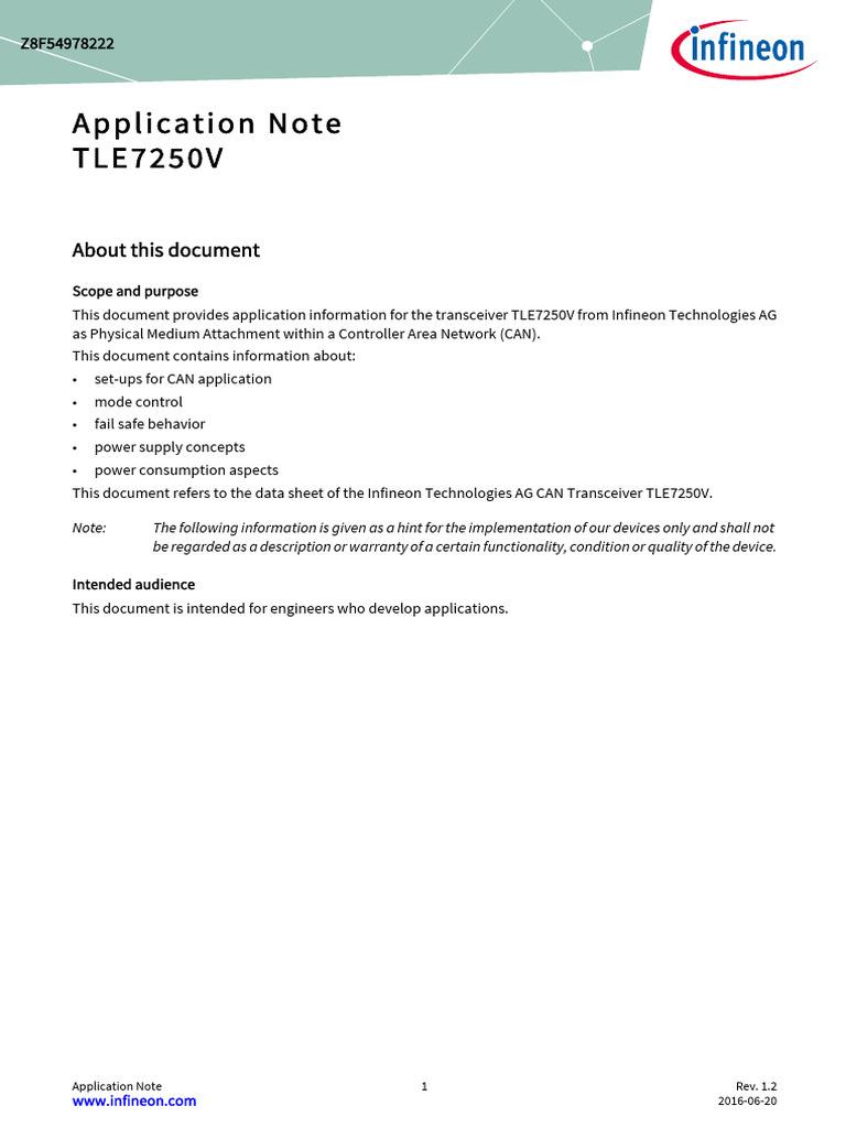 TLE7250V CAN Transceiver Guide | PDF | Power Supply | Inductor