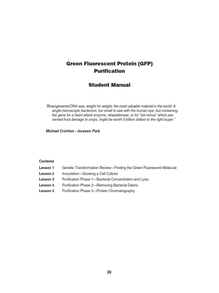 GFP Purification Student Manual | PDF | Rna | Dna