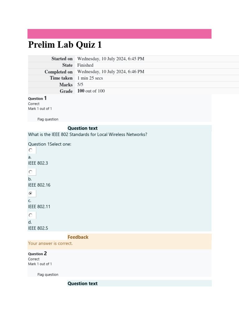 UGRD-CS6206-2337T Prelim Lab Quiz 1 | PDF