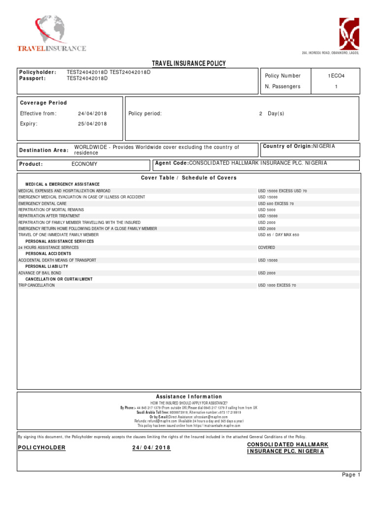 Worldwide Travel Insurance Policy | PDF | Insurance | Indemnity