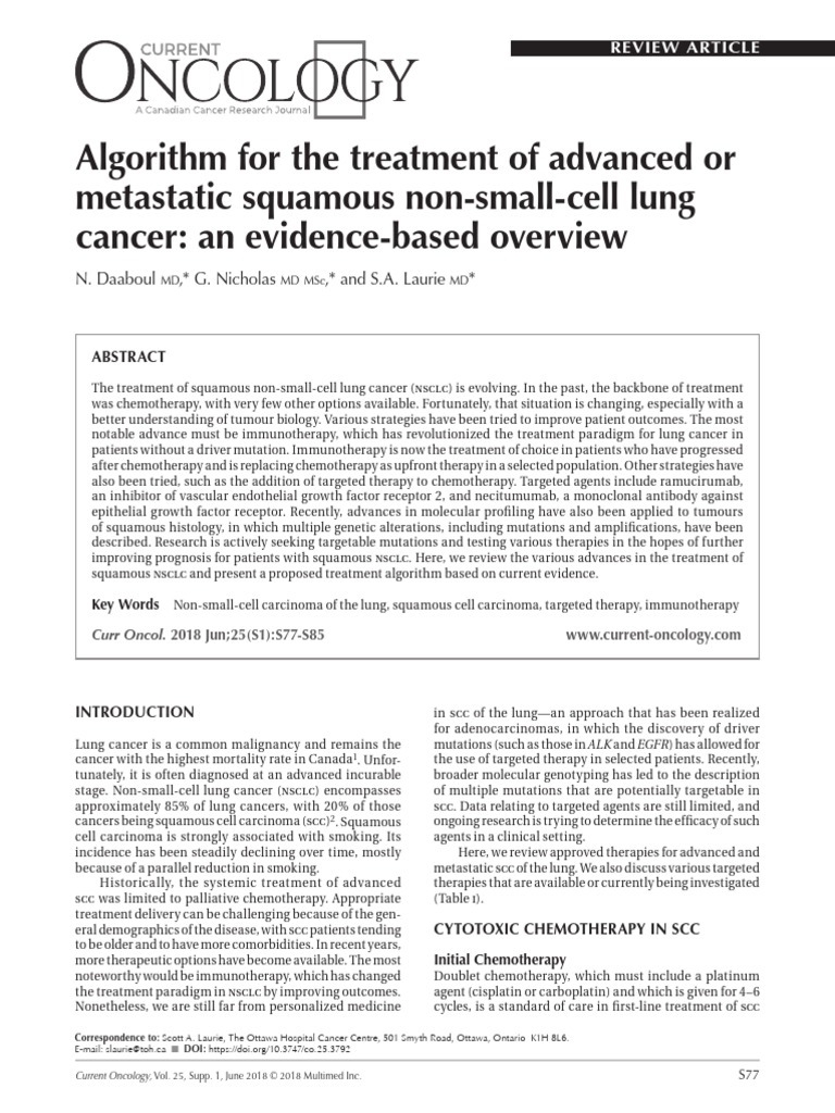 Current Oncology Stage 4 Squamous Cell | PDF | Epidermal Growth Factor Receptor | Lung Cancer