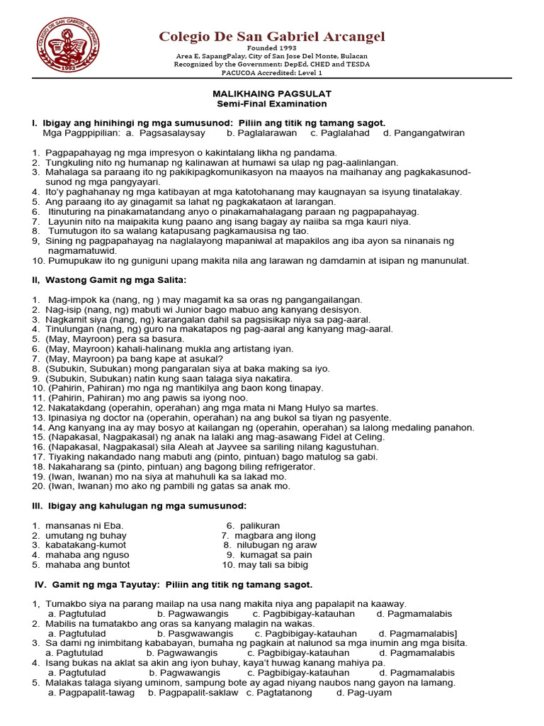 Malikhaing Pagsulat-Semis | PDF