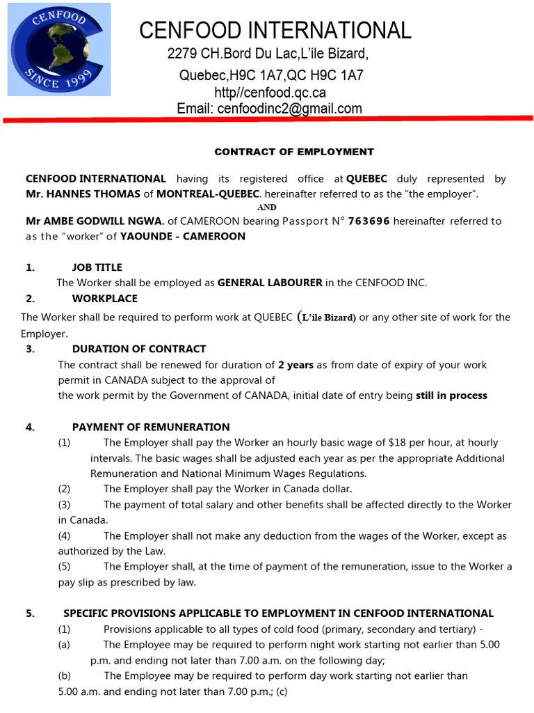 Contract of Employment111118888tttt | PDF | Employment | Sick Leave