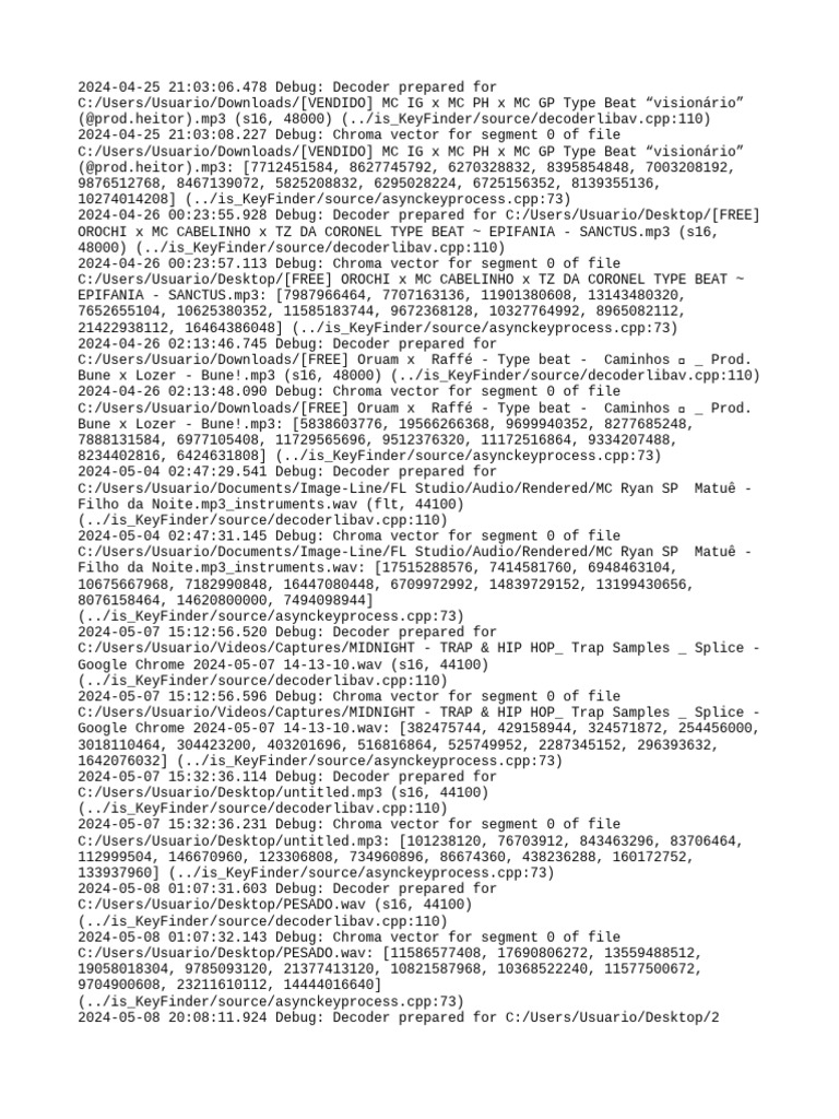 KeyFinder Log | PDF | Codec | Film And Video Technology