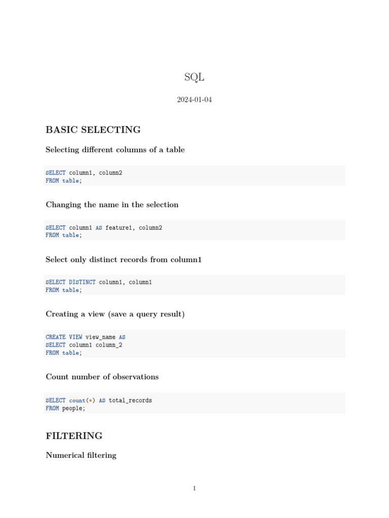 Basic Selecting: Selecting Different Columns of A Table | PDF ... Basic Selecting: Selecting Different Columns of A Table | PDF ...