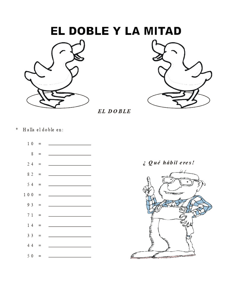 El Doble y La Mitad para Primero de Primaria | PDF