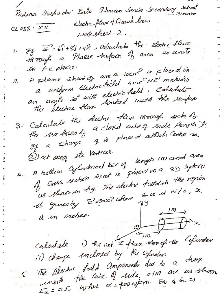 Electric Flux and Gauss's Law - Worksheet 2 | PDF