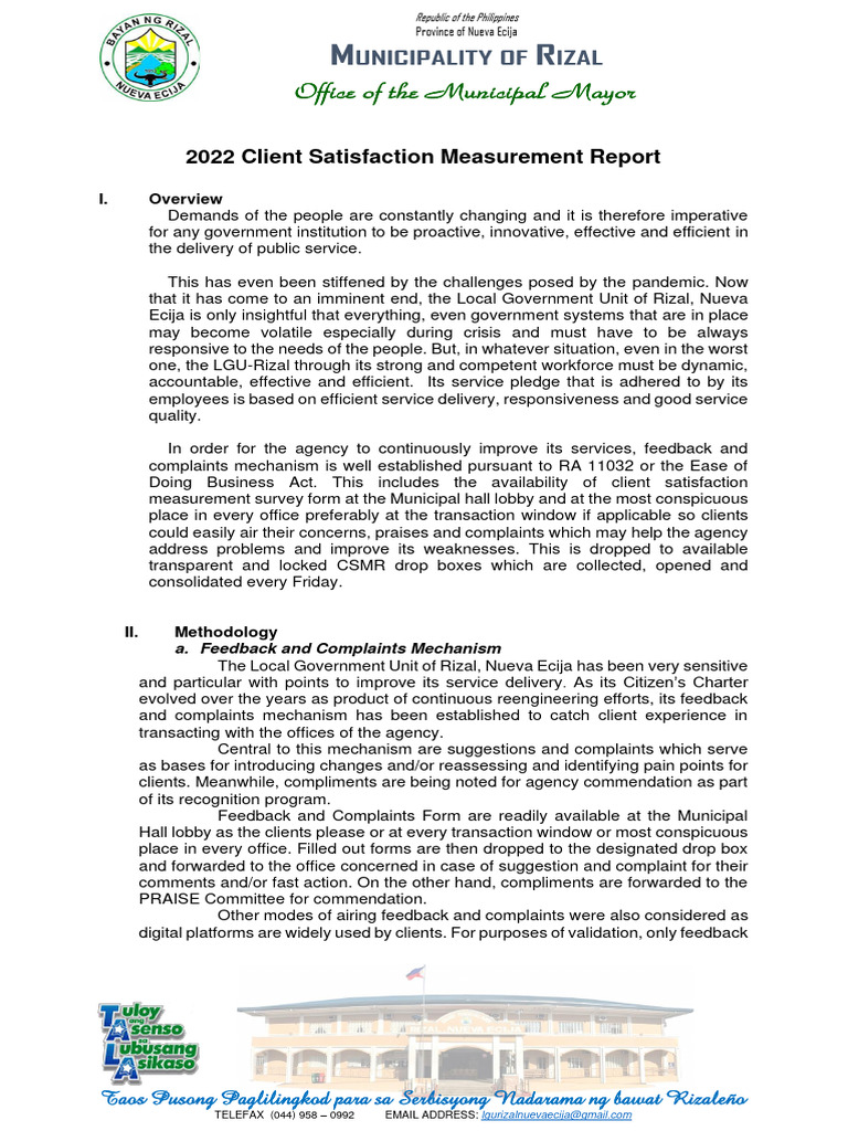 Rizal LGU 2022 Satisfaction Report | PDF | Business