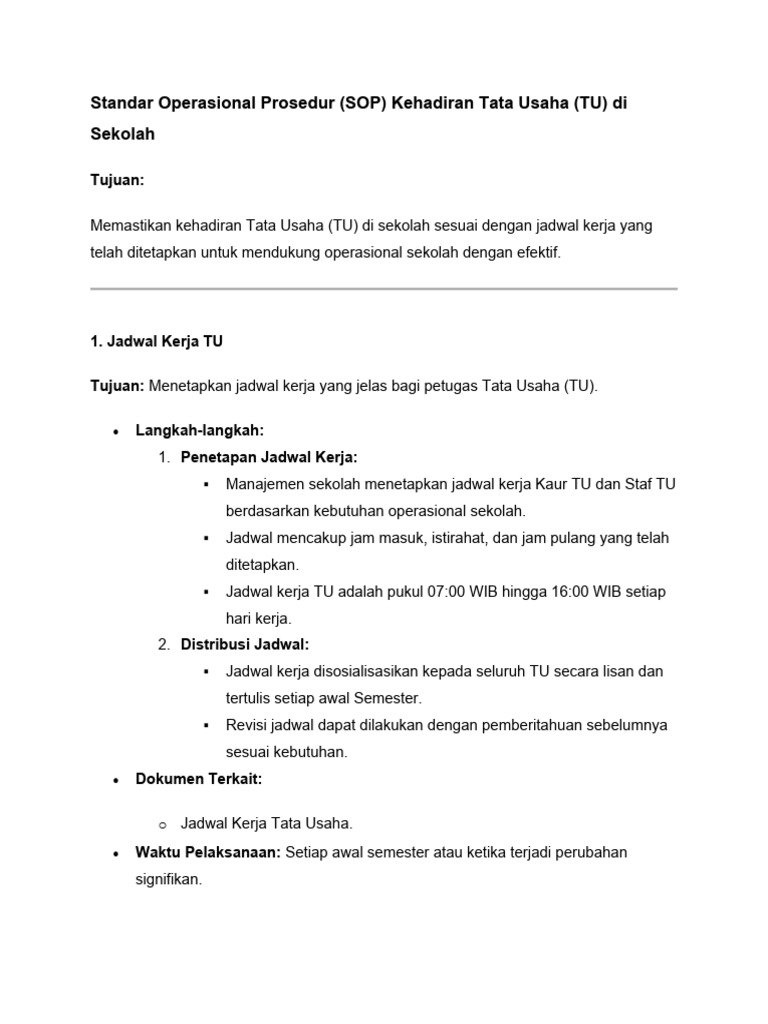 SOP Kehadiran TU | PDF