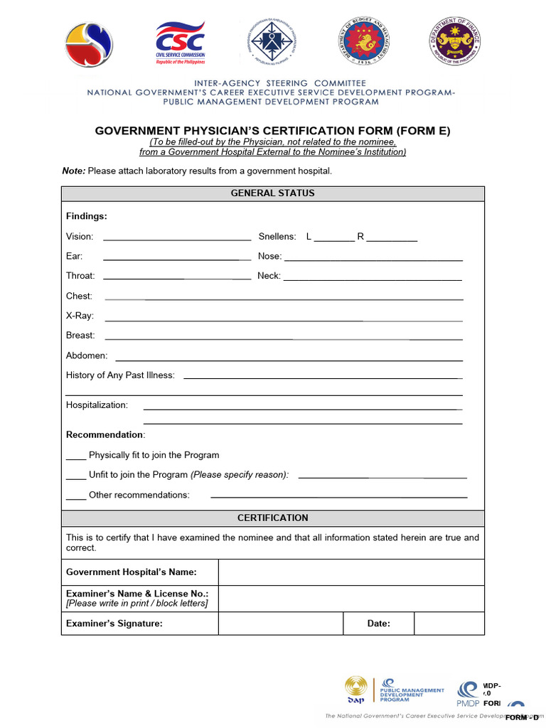 DAP-PMDP-Form E-Physician Certification Form | PDF
