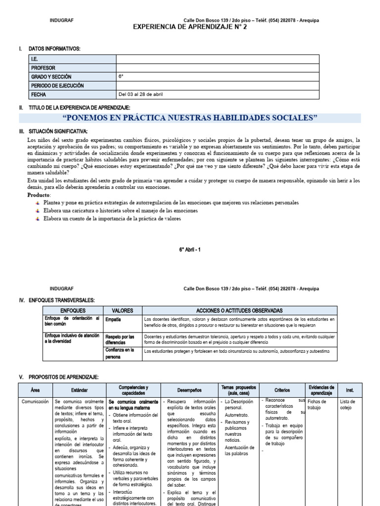 6° Grado - Experiencia de Aprendizaje N°02 | PDF | Ángulo | Geometría