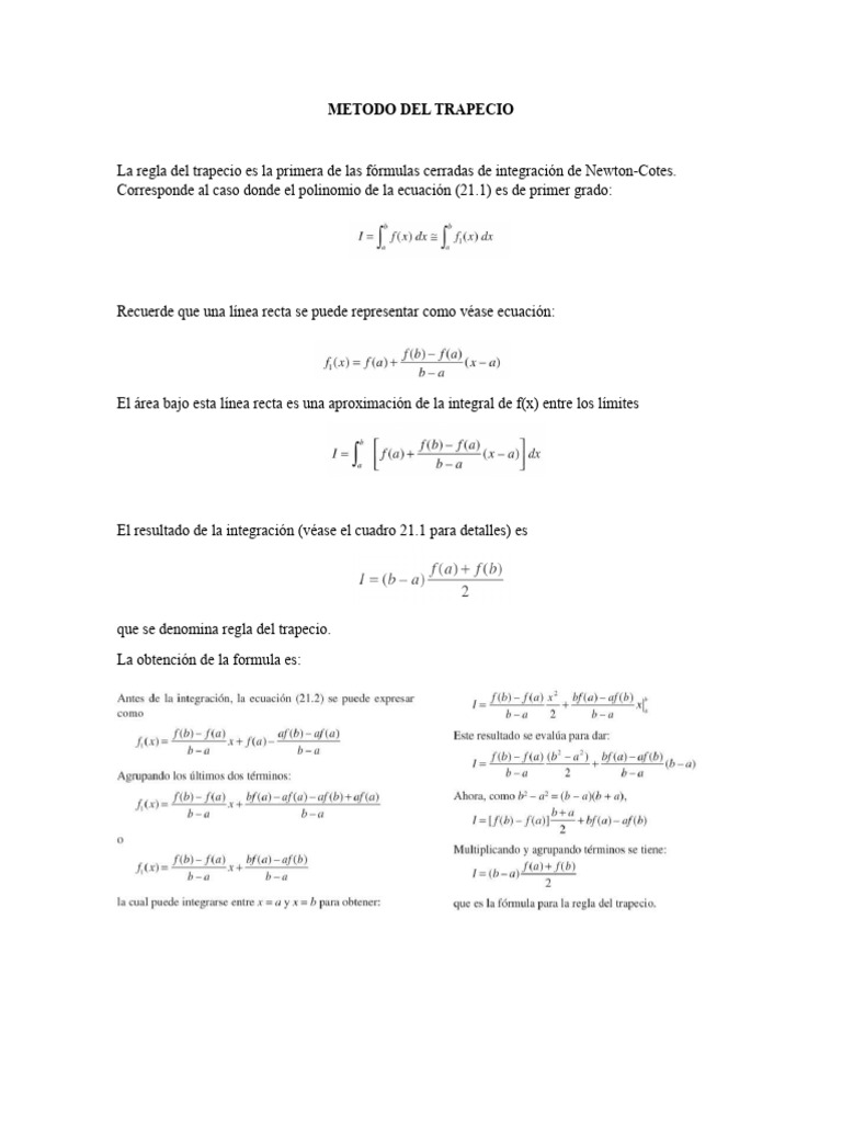 Metodo Del Trapecio | PDF | Integral | Ecuaciones