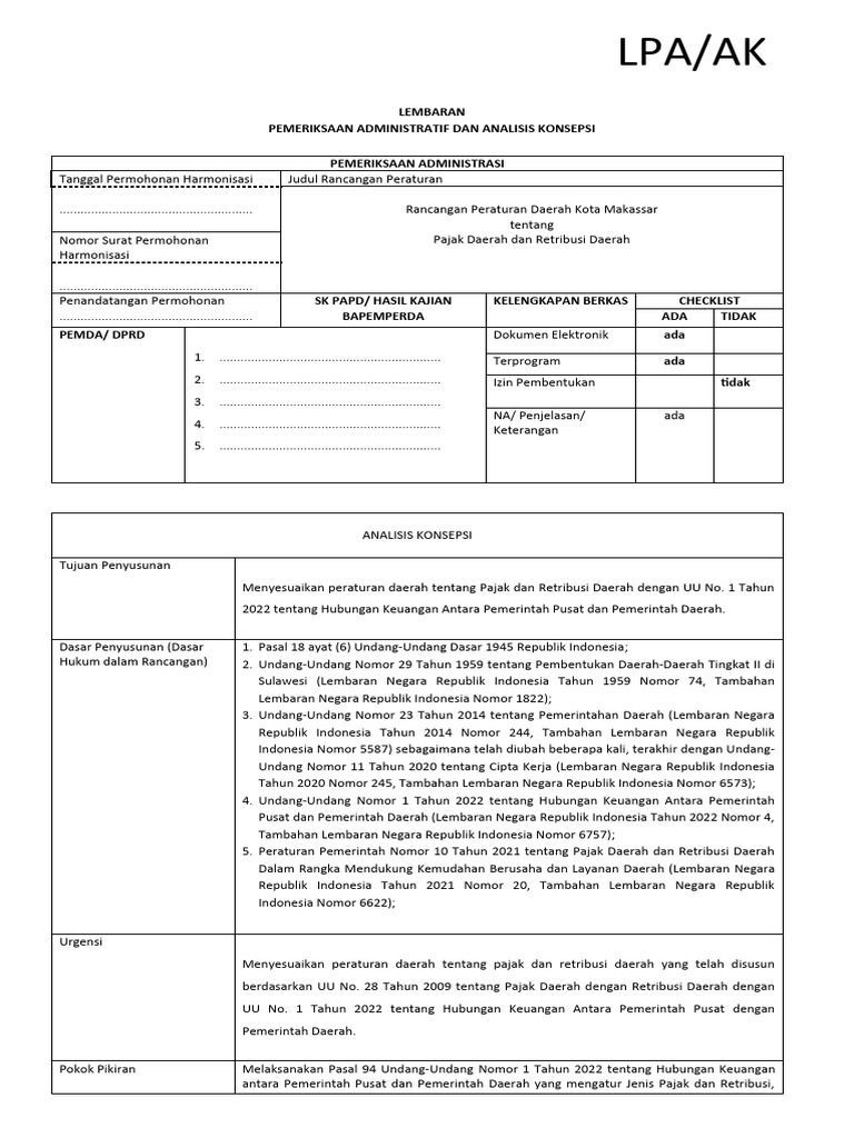 Lpa Dan Analisis Konsepsi - PDRD MKS | PDF