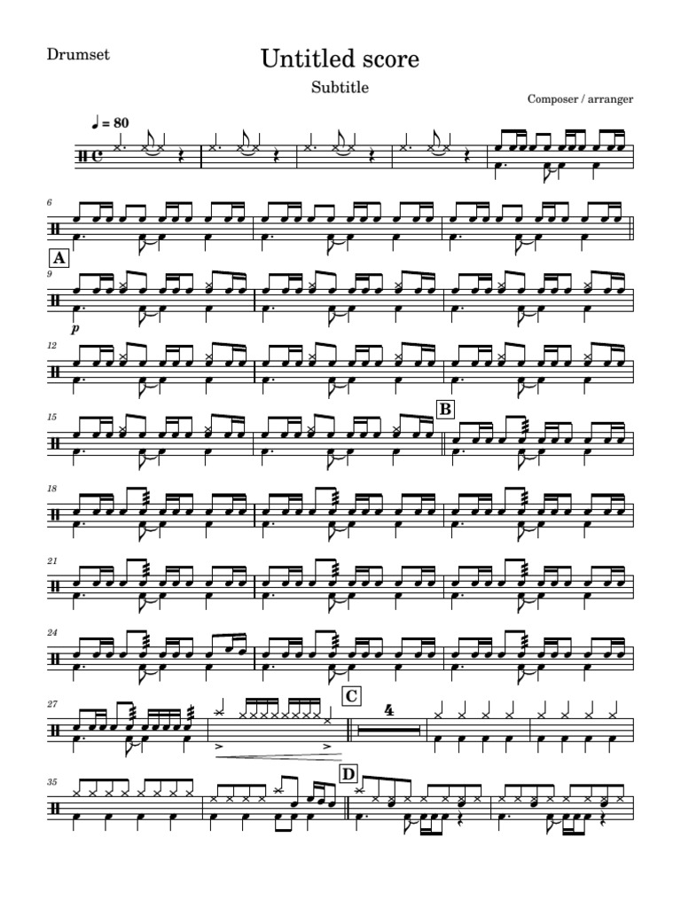 Drumset Score Composition | PDF