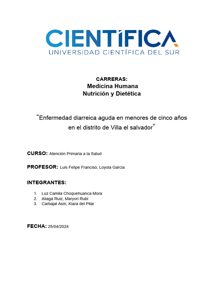 Proyecto Aps | PDF | Diarrea | Saneamiento