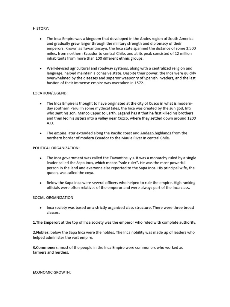 Inca Empire - Text | PDF | Inca Empire
