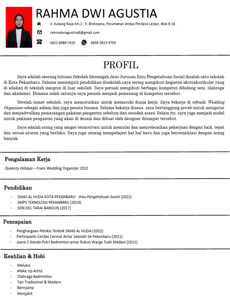 Profil Rahma Dwi Agustia | PDF | Ilmu Sosial