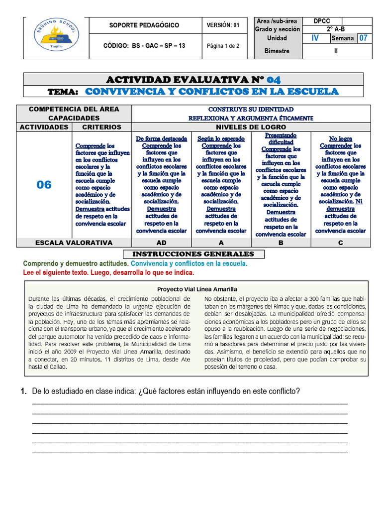 2° dpcc-convivenc-y-conflictos-escuela-TAREA-4 - Ok | PDF