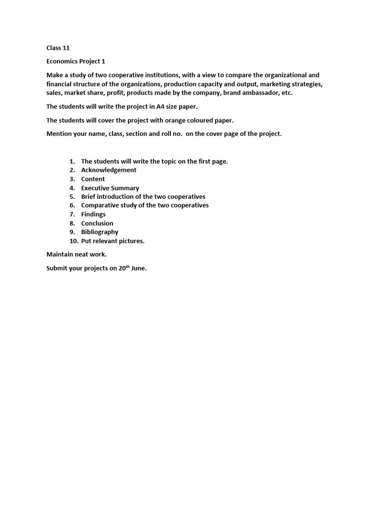 Class 11 Commerce - Economics Project | PDF