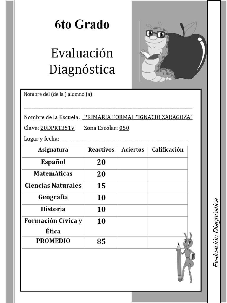 6to Grado Examen Diagnóstico Pdf México Inmigración 1594