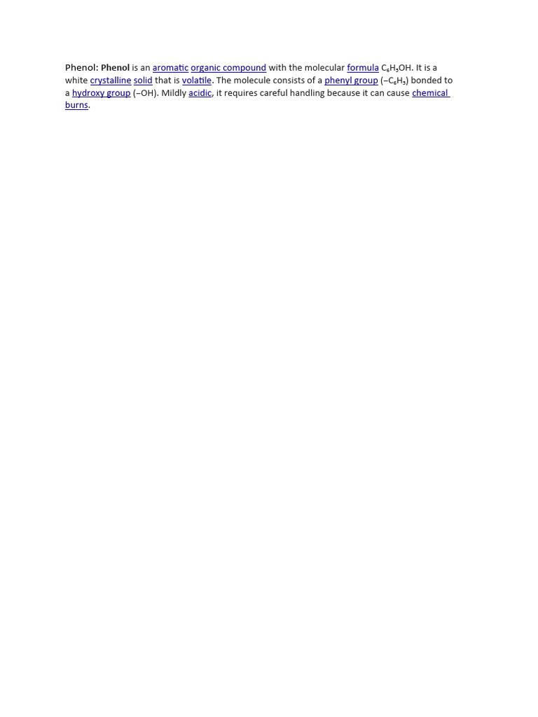 Understanding Phenol: Properties & Risks | PDF