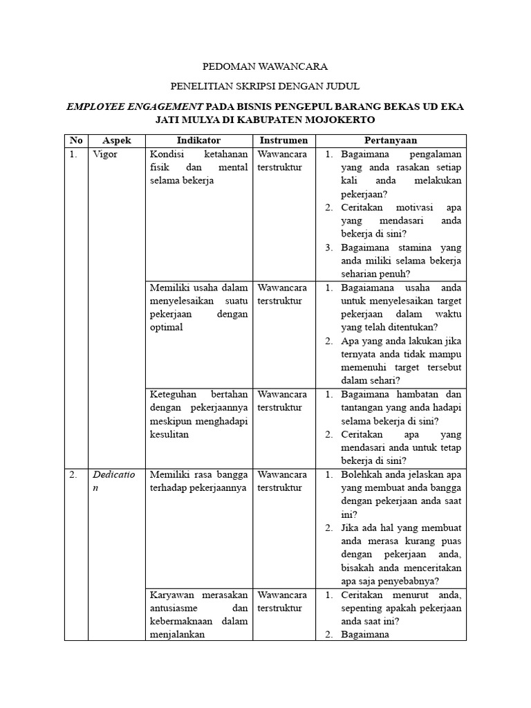 Pedoman Wawancara | PDF | Karier & Perkembangan