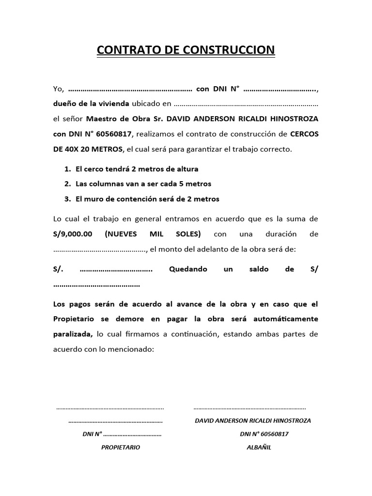 Contrato de Construccion | PDF