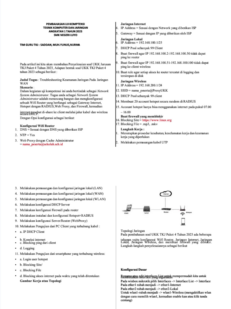 PDF Pembahasan Ukk TKJ 2023 Paket 4 SMKN Luyo - Compress | PDF