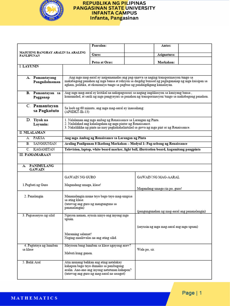 Mga Ambag NG Renaissance Sa Larangan NG Pinta | PDF